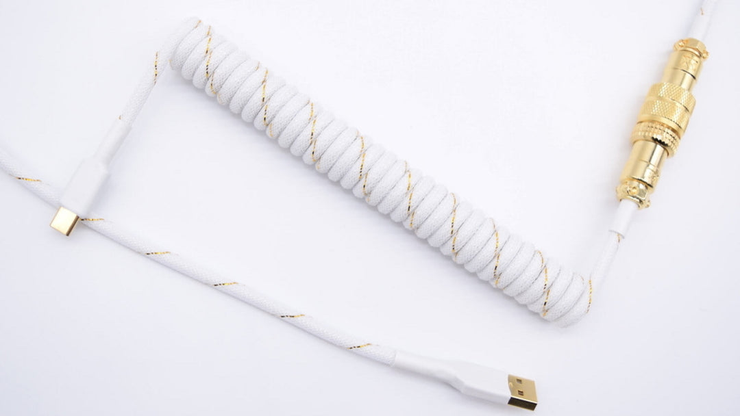 White & Gold Spiral Coiled Aviator Cable – Mechcables