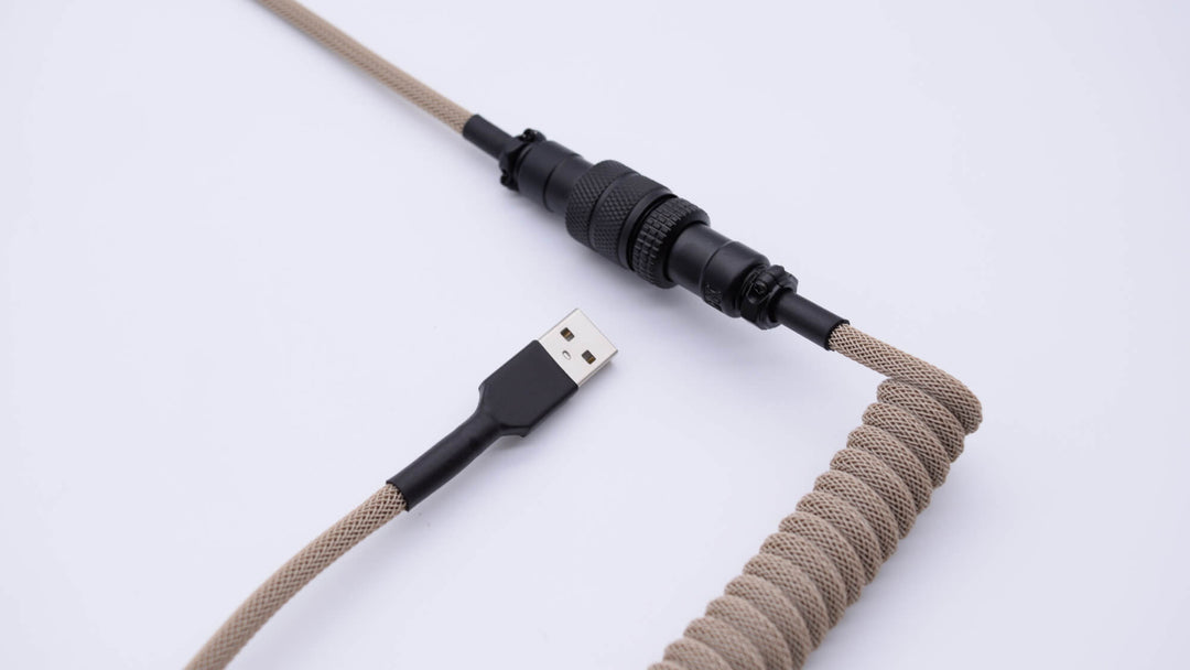 Beige & Black Coiled Aviator Cable – Mechcables